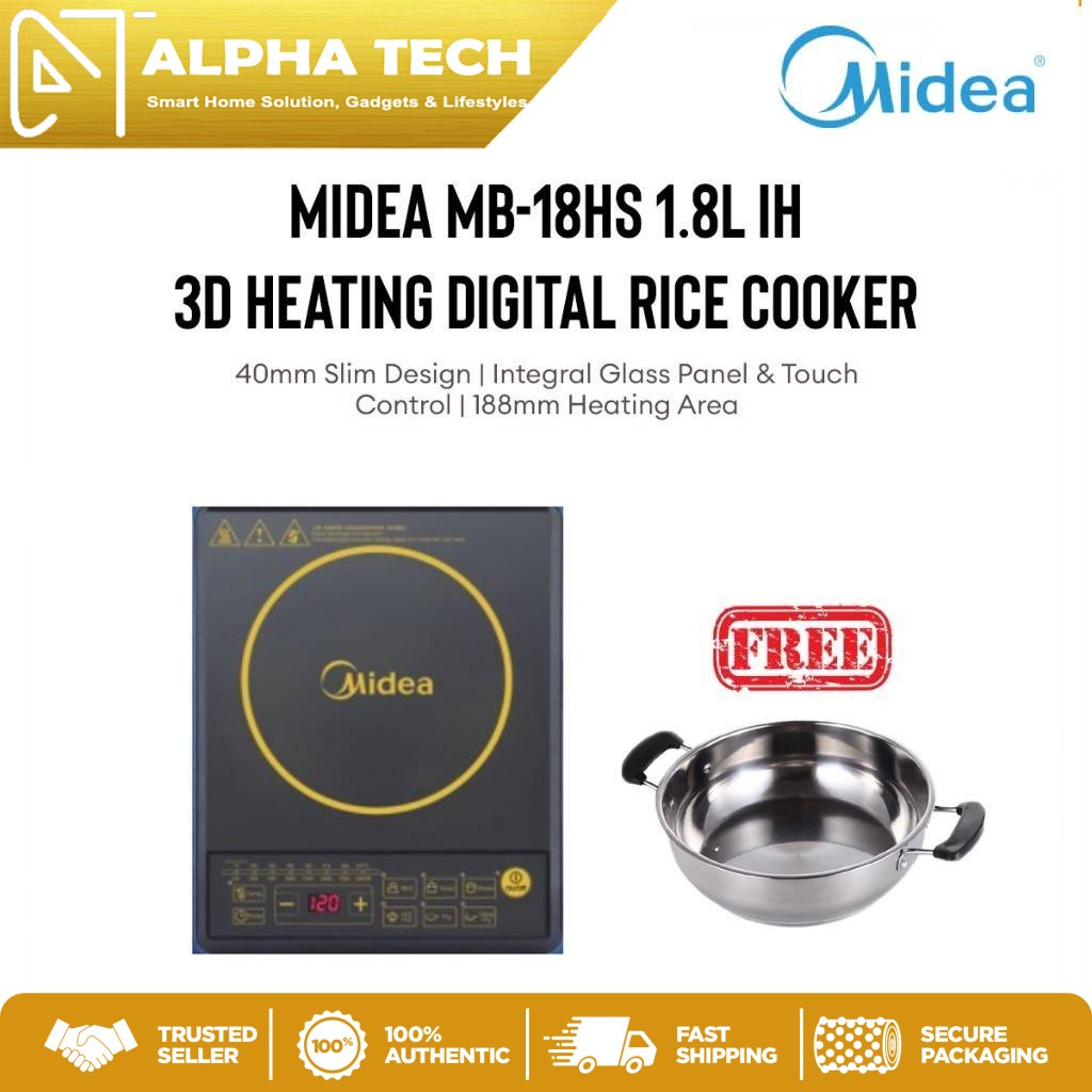 Midea C16-RTY1619-GL (1600W) | C20-RT2002 (2000W) Glass Panel Induction ...