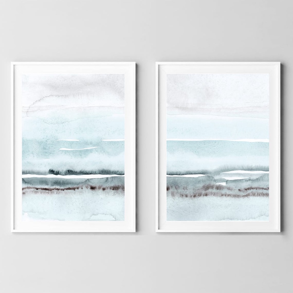 Light Blue Painting Abstract Watercolor Prints Modern Minimalist Poste ...