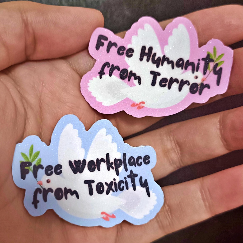 Sticker: Free Humanity or Free Workplace (Handmade, Water Resistance ...