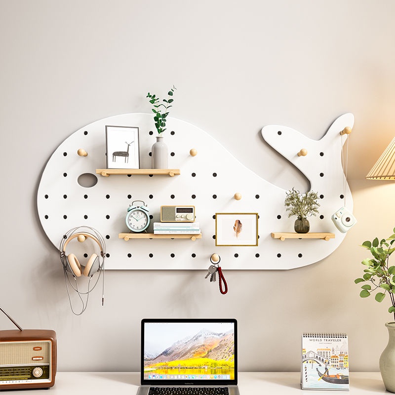 Curved Hole Board Solid Wood Partition Shelf Shelf Wall Wooden ...