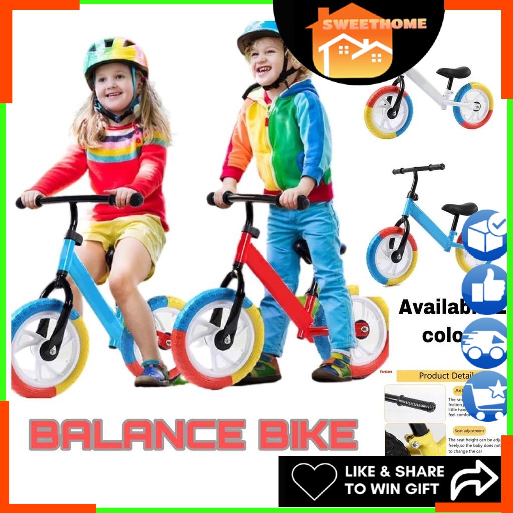 EcoSport Kid Balance Bike Bicycle With Rainbow Wheels for Ages 2 to 7 ...