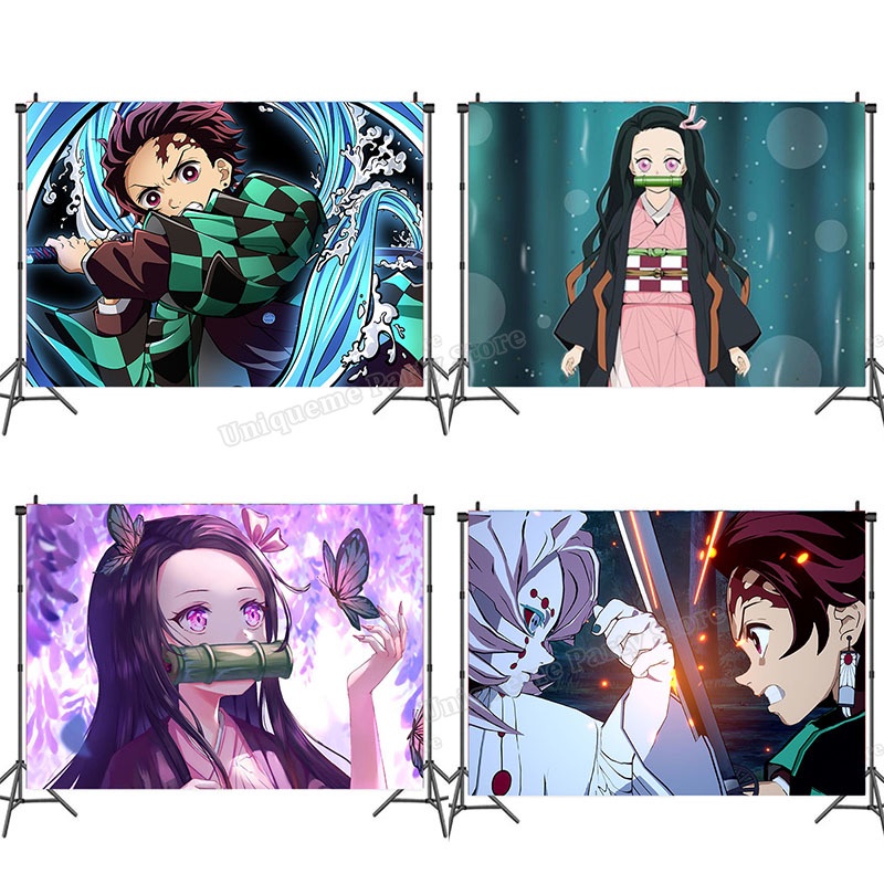 Demon Slayer Birthday Decoration Cartoon Background Cloth Bedroom ...