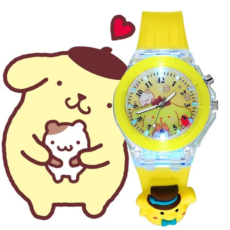 Cool Cartoon Glowing Sanrio Kuromi Wrist Watch Pompompurin Cinnamoroll ...