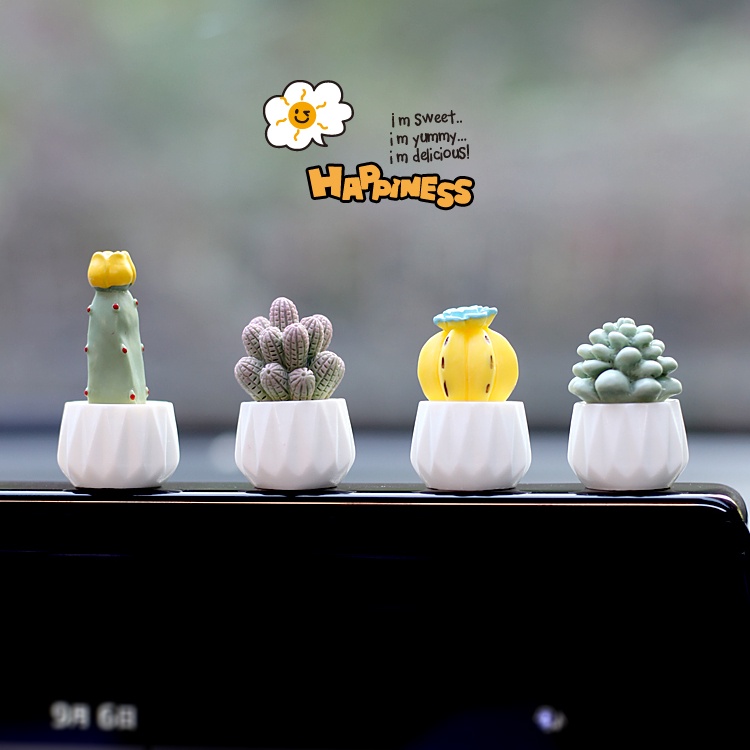 【4pcs/set！！】 Cartoon Cactus Succulent Car Dashboard Decorations Car ...