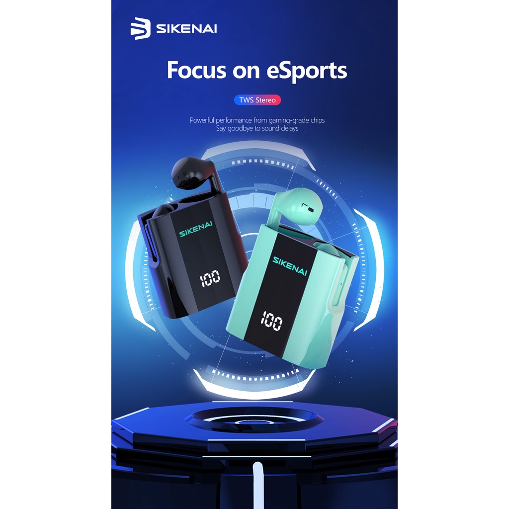 SIKENAI T1300 TWS Gaming Wireless Earphones With 32 Hours Battery Life ...