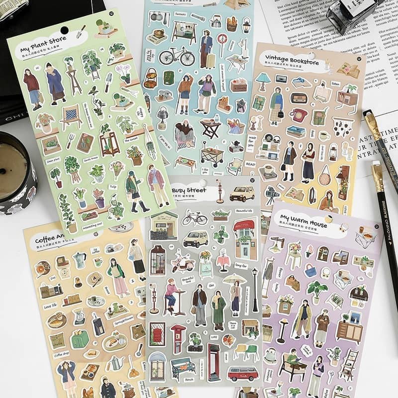 ENWEI 1 Sheet [Camping Manual Series] Lovely Journal Stickers Synthetic ...