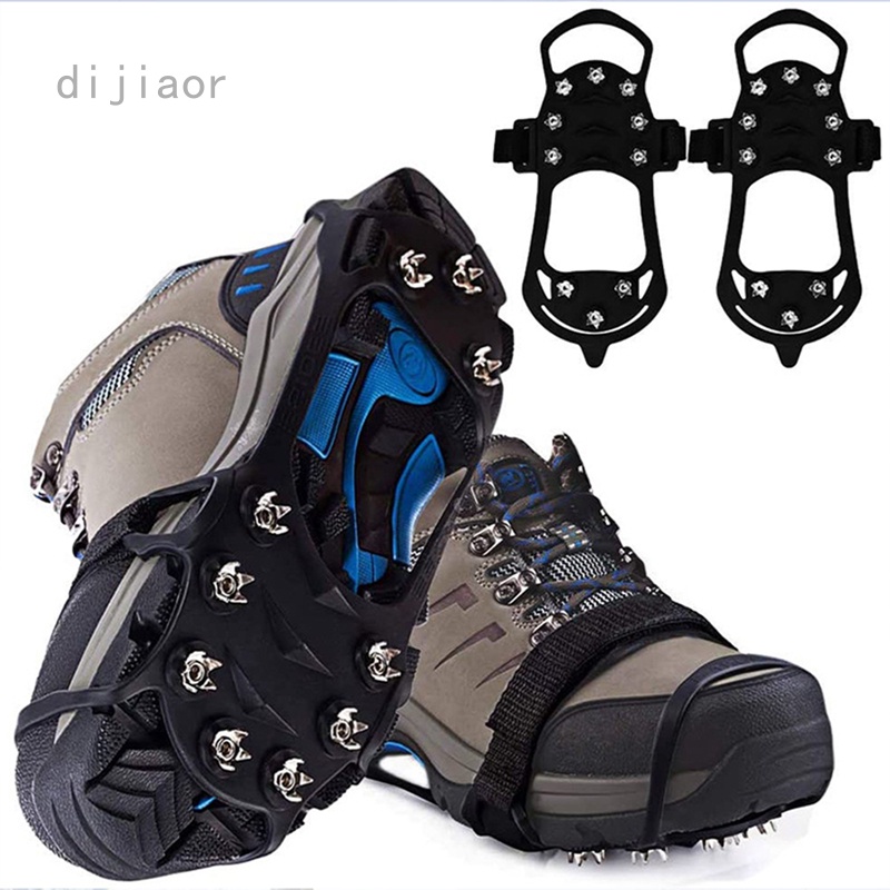 1Pair 10 Studs Anti-Slip Ice Grips Shoe Crampons Winter Climbing Safety ...