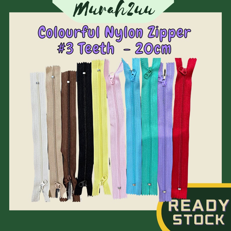Nylon Zipper 12cm/15cm/20cm various colour Nylon zip | Shopee Malaysia