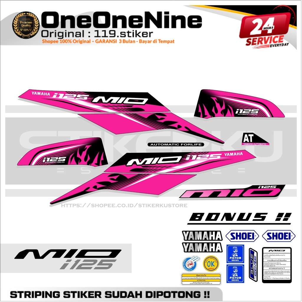 MIO i 125 STOCK DECALS / STRIPING MIO M3 /Z / 125/ STICKERS / STICKER ...
