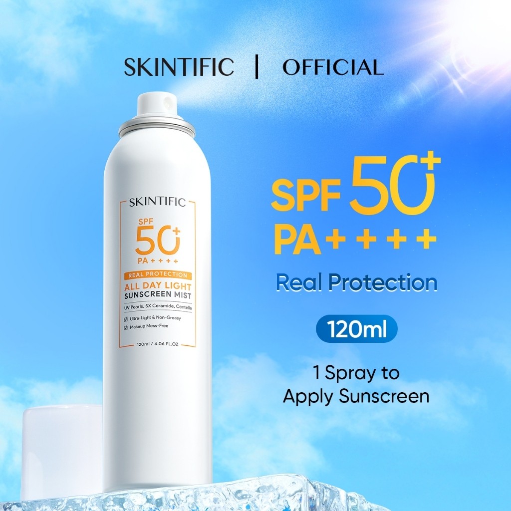 [120ml/50ml]Skintific All Day Light Sunscreen Mist SPF50 PA ...