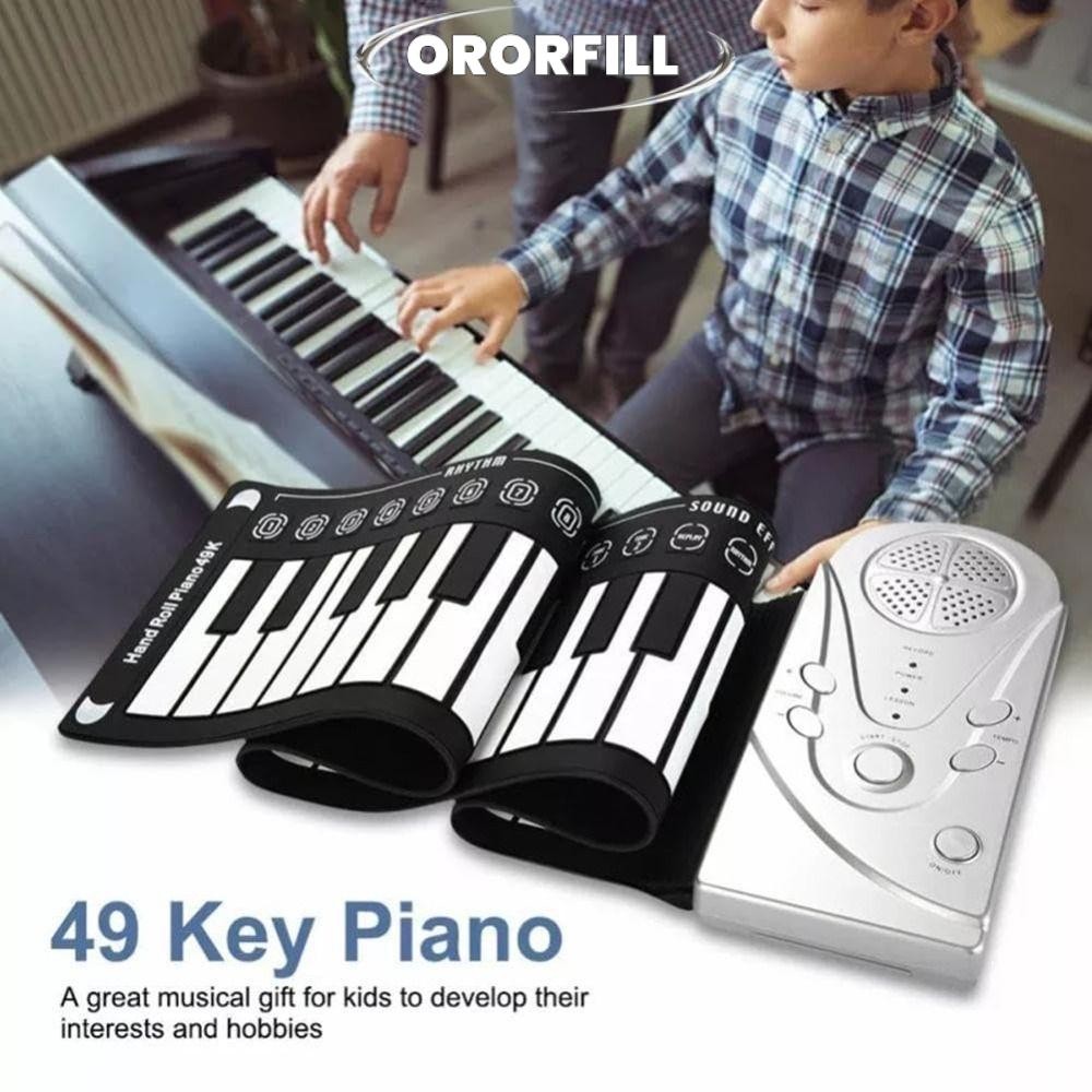 ORORFILL 49 Keys Roll Up Piano, Rechargeable Music Instrument Hand Roll ...
