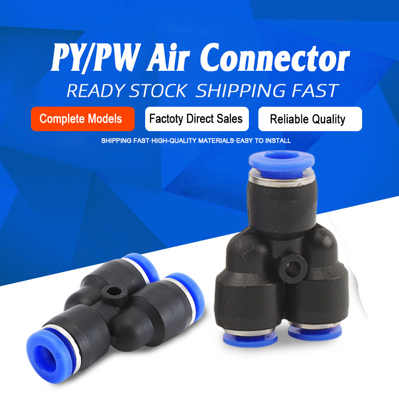 Y type Air Pneumatic Fittings PBT Plastic Hose Connectors Quick Air ...