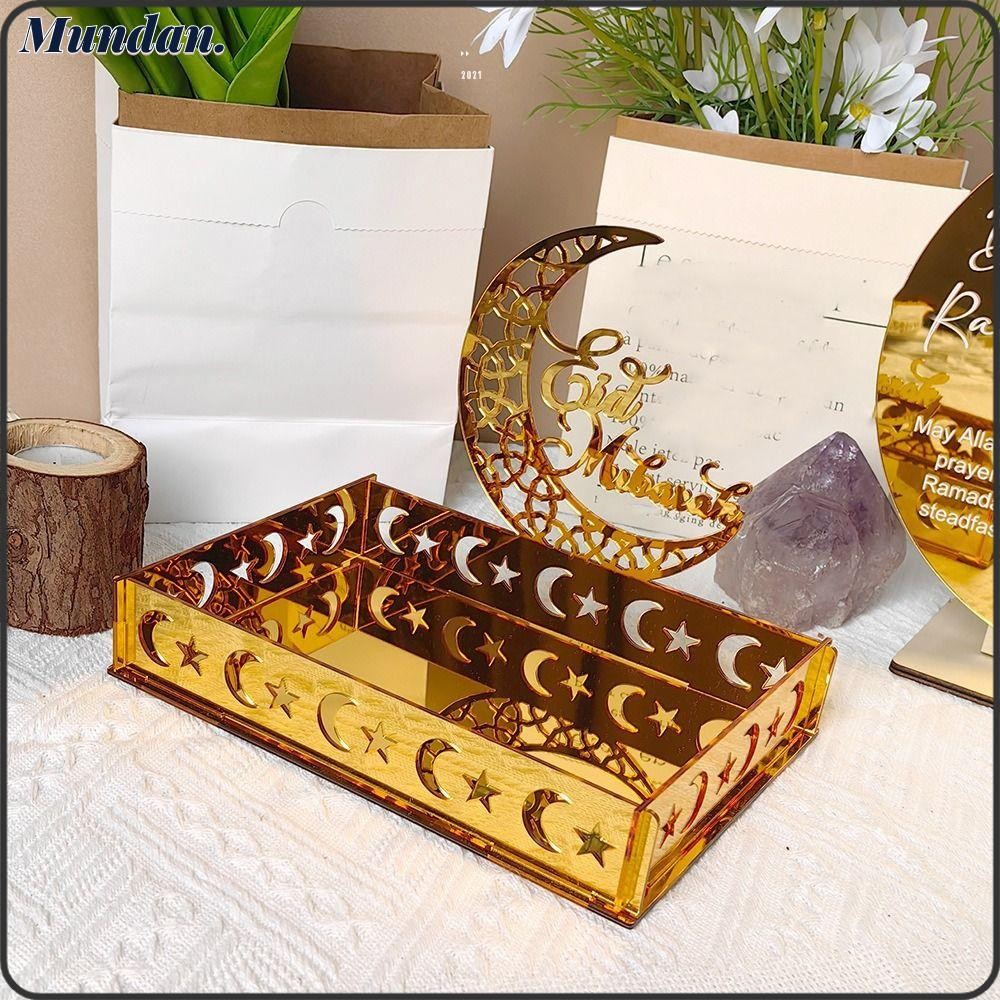 MUNDAN Eid Mubarak Dessert Tray, Food Fruit Storage Container Mirrored ...