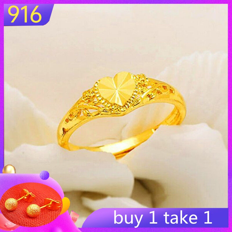 Jewellery Cincin Perempuan 1 Set Box Gold 916 Original Malaysia Ring ...