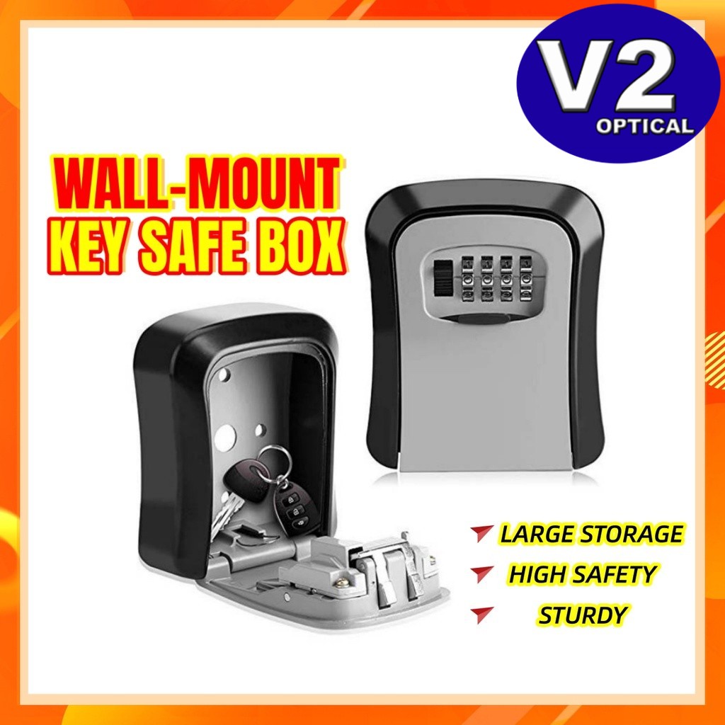 Wall Mounted Safe Key Box 4 Digits Password Locker Portable Key Storage ...