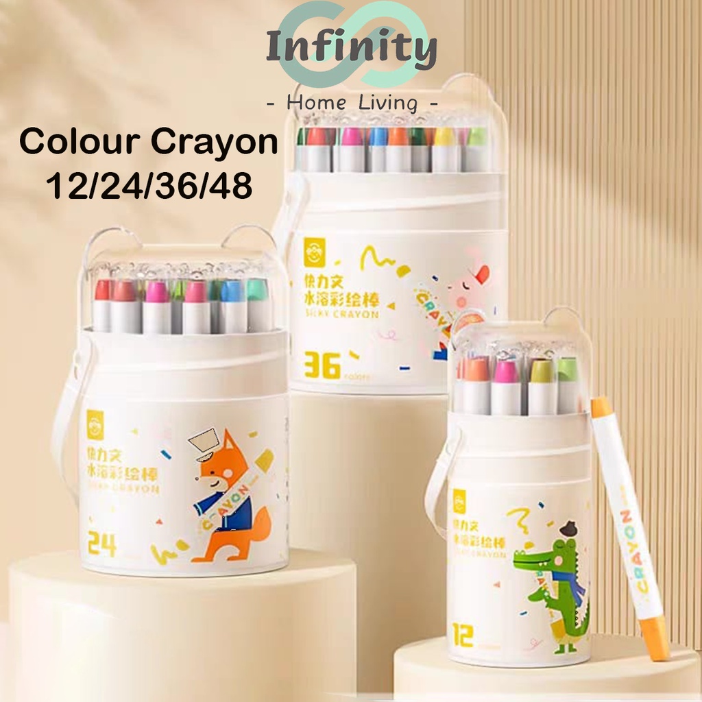 12/24/36/48pcs Silky crayon set for kids safety washable cute drawing ...