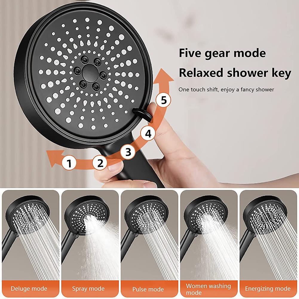 Black Coated High Pressure Hand Shower Head Set with Holder & Hose ...