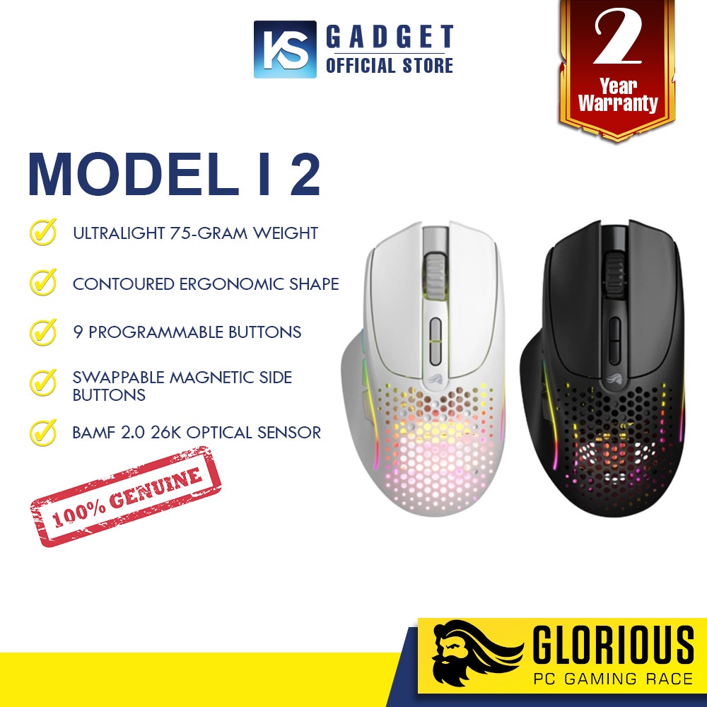 GLORIOUS Model I 2 Wireless [ Matte BLACK / Matte WHITE ] Ergonomic ...