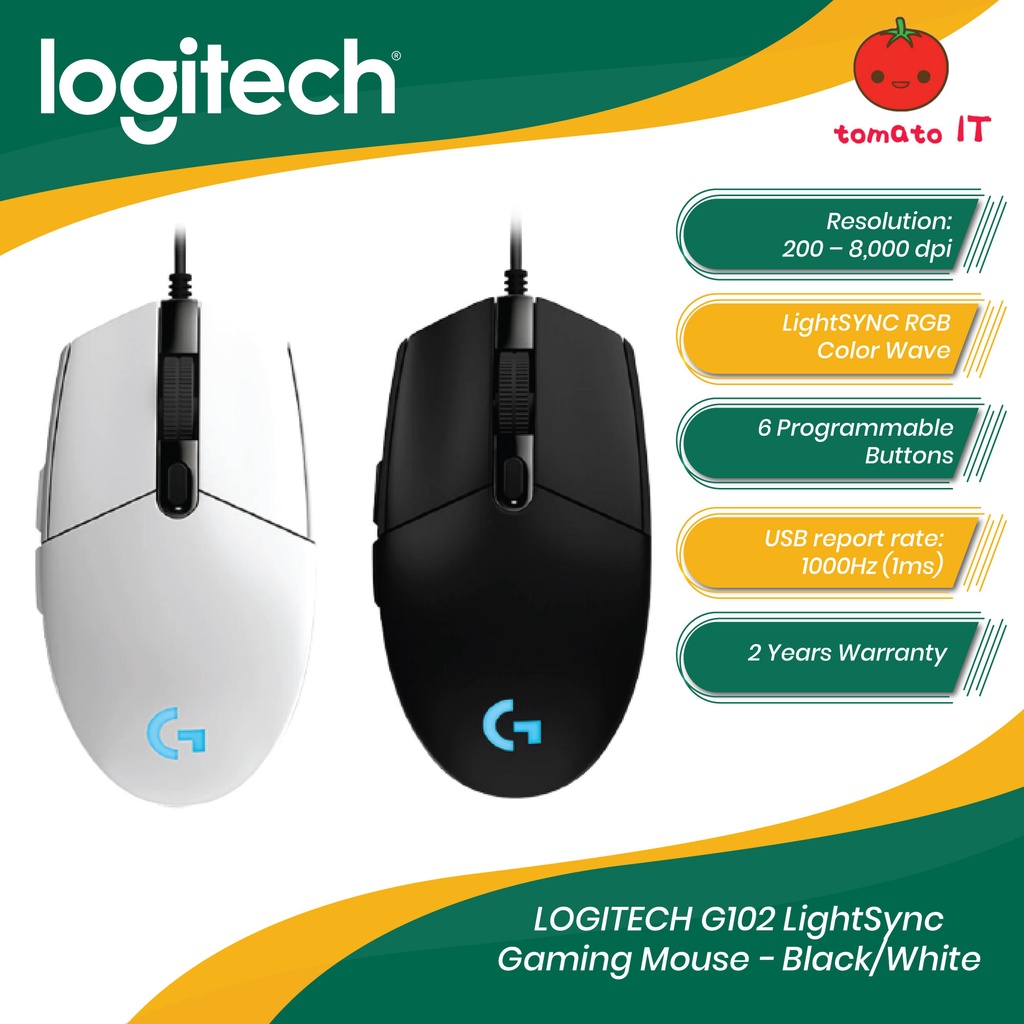 LOGITECH G102 LightSync Gaming Mouse - Black/White | Shopee Malaysia