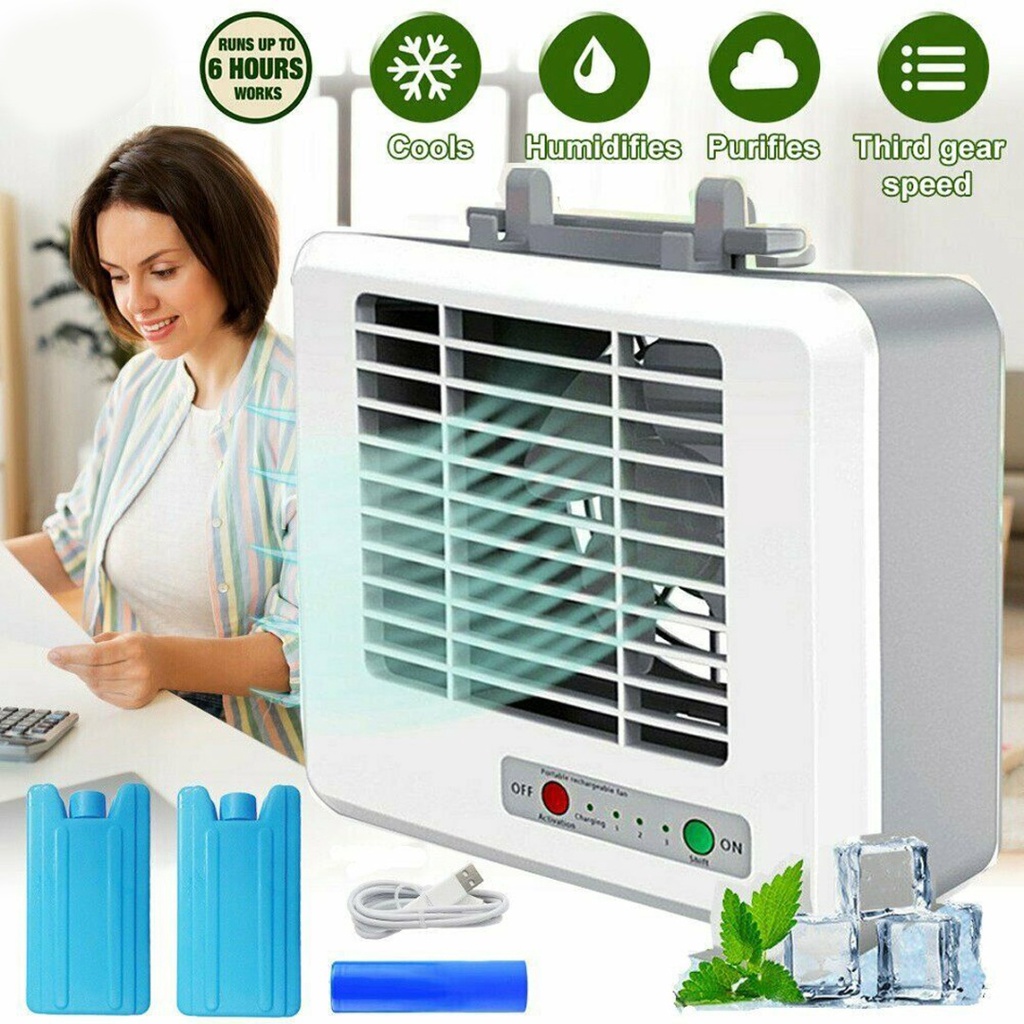 3 Speed Mini Air Conditioner Cooler Ice Cooling Fan Refrigerant Home ...