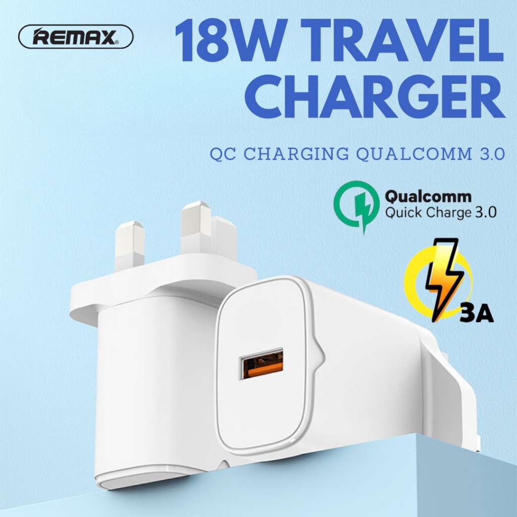 REMAX 18W 3A Quick Charger 3 Pin Plug PD Charging Wall Adapter USB ...