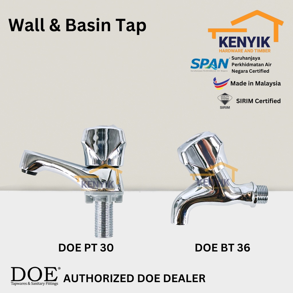 DOE Wall Bib Taps / Basin Pillar Taps (BT 36 / PT 30) | Shopee Malaysia