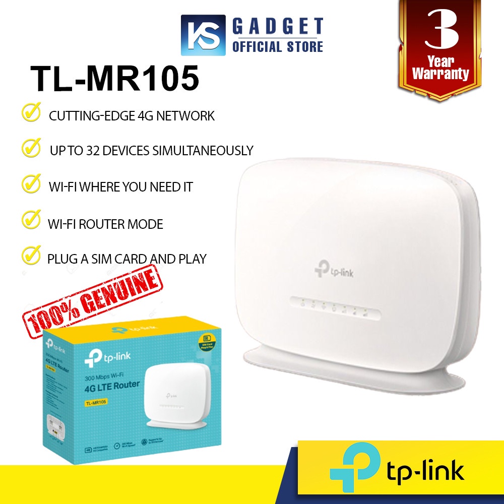 TP-Link TL-MR105 Wireless N300 4G LTE Router Sim Modem Router | Shopee ...