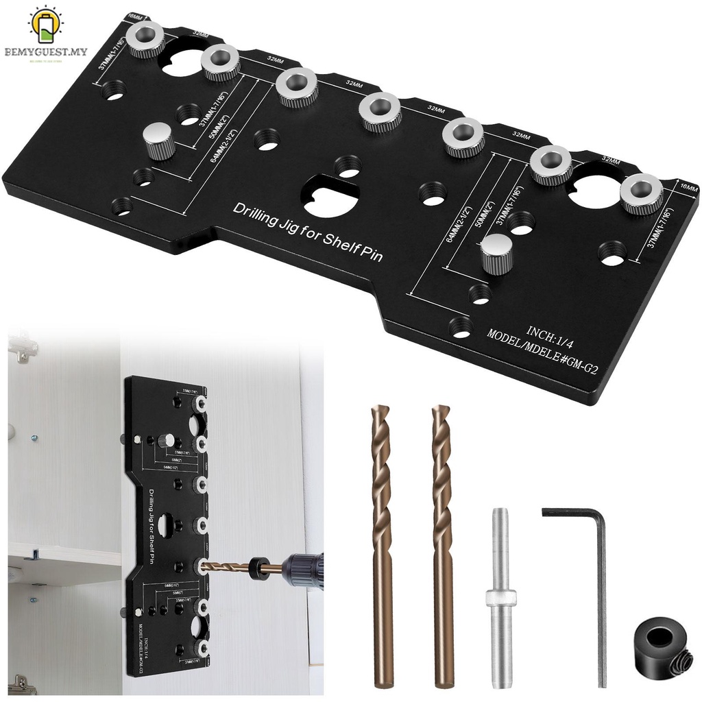 Shelf Pin Jig 1/4 Inch Aluminum Alloy Shelf Pin Drilling Guide Precise ...