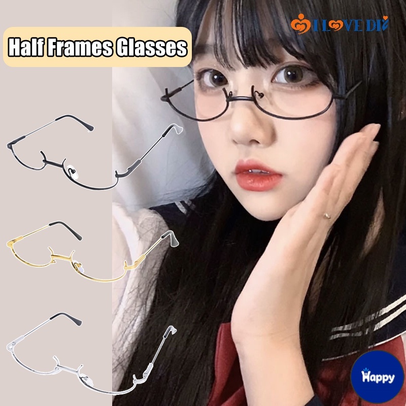 HS Personality Lower Half Frame No Lens Glasses/ Vintage Oval ...