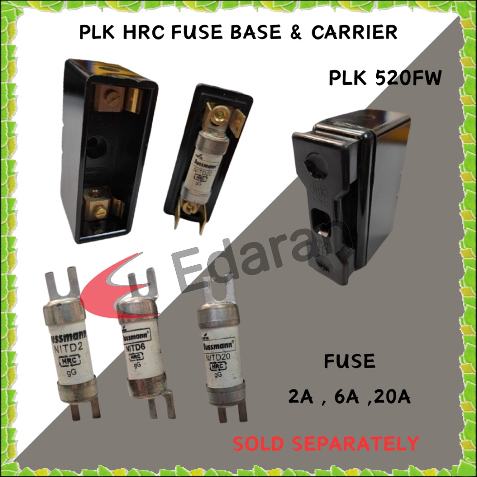PLK 520FW 500V/20A FRONT WIRING FUSE HOLDER AND FUSE - 2A , 6A , 20A ...