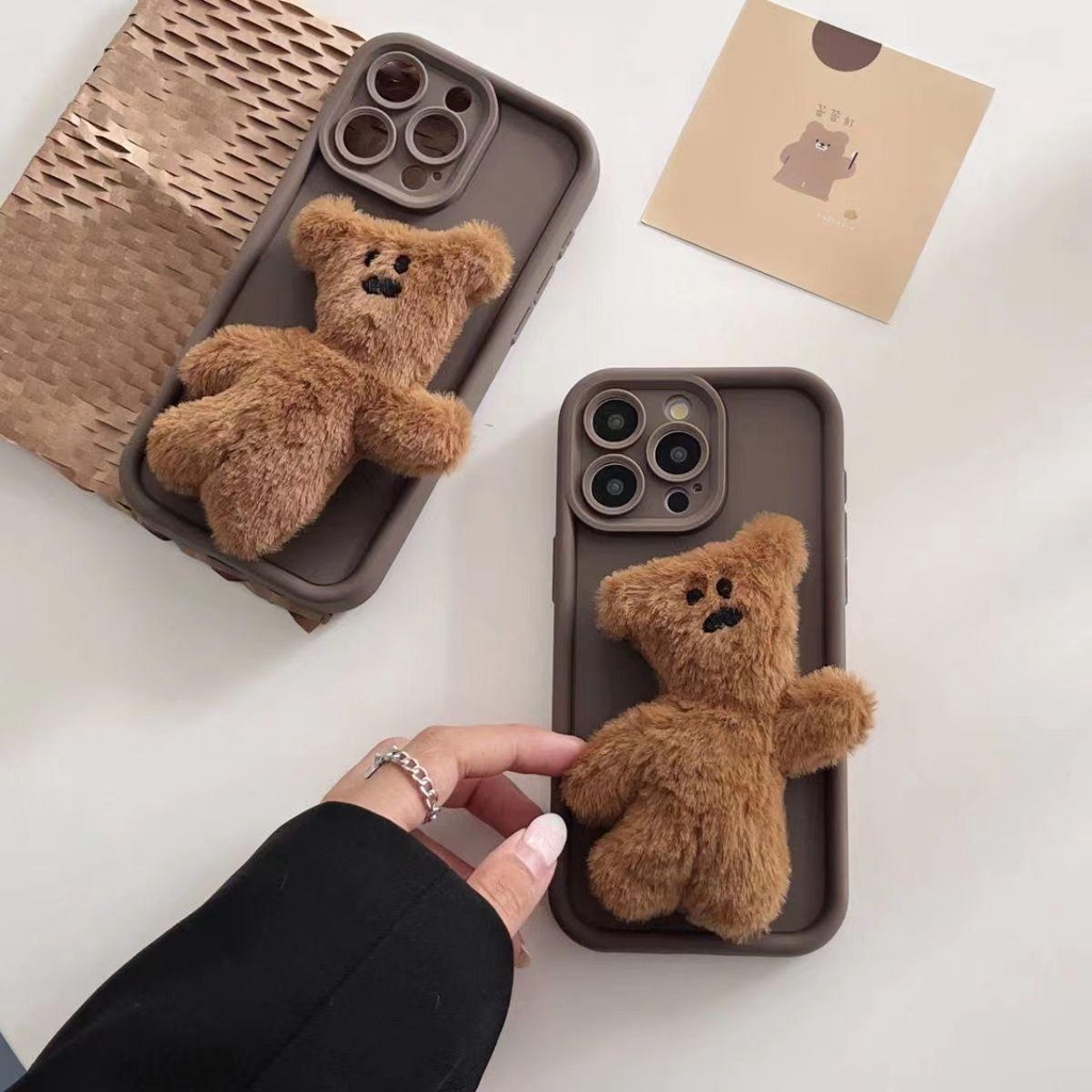 3D Plush Teddy Bear Phone Case, Suitable for IPhone X XR XS Max 11 12 ...