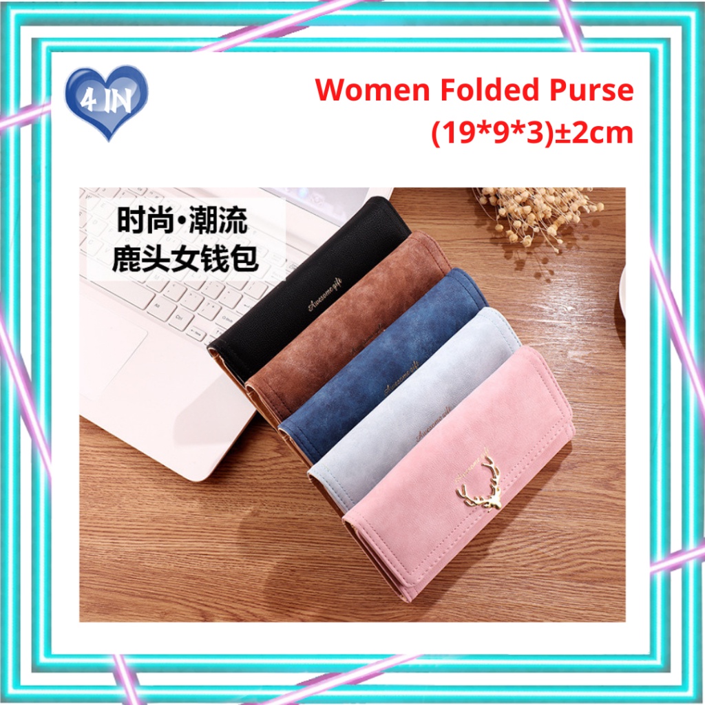 Women's Fold Over Purses Fashion Metal Deer Decoration Women Long ...