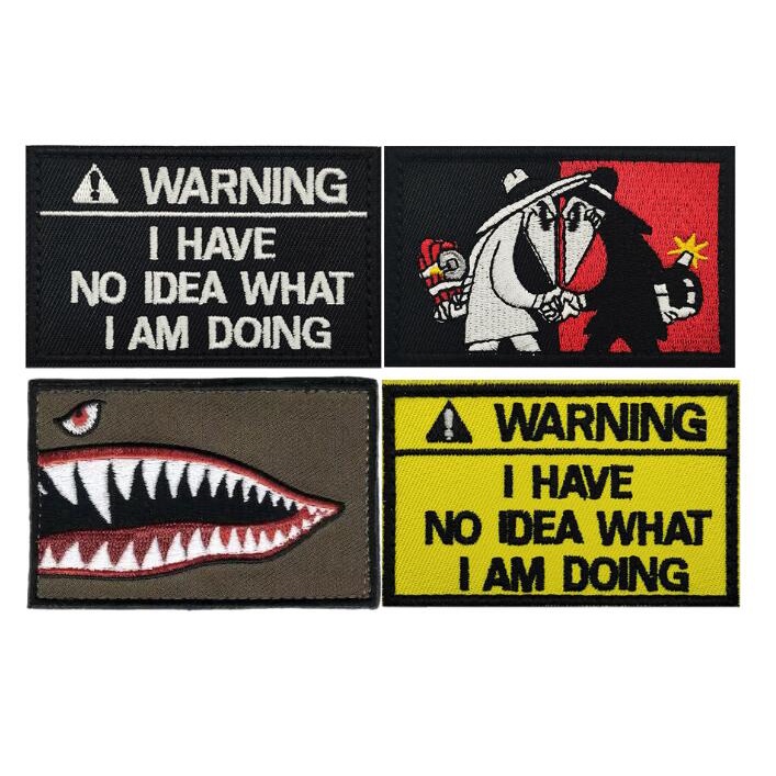 New Design Fish Mouth Embroidered Cloth Sticker WARNING WARNING Mr. Yin ...