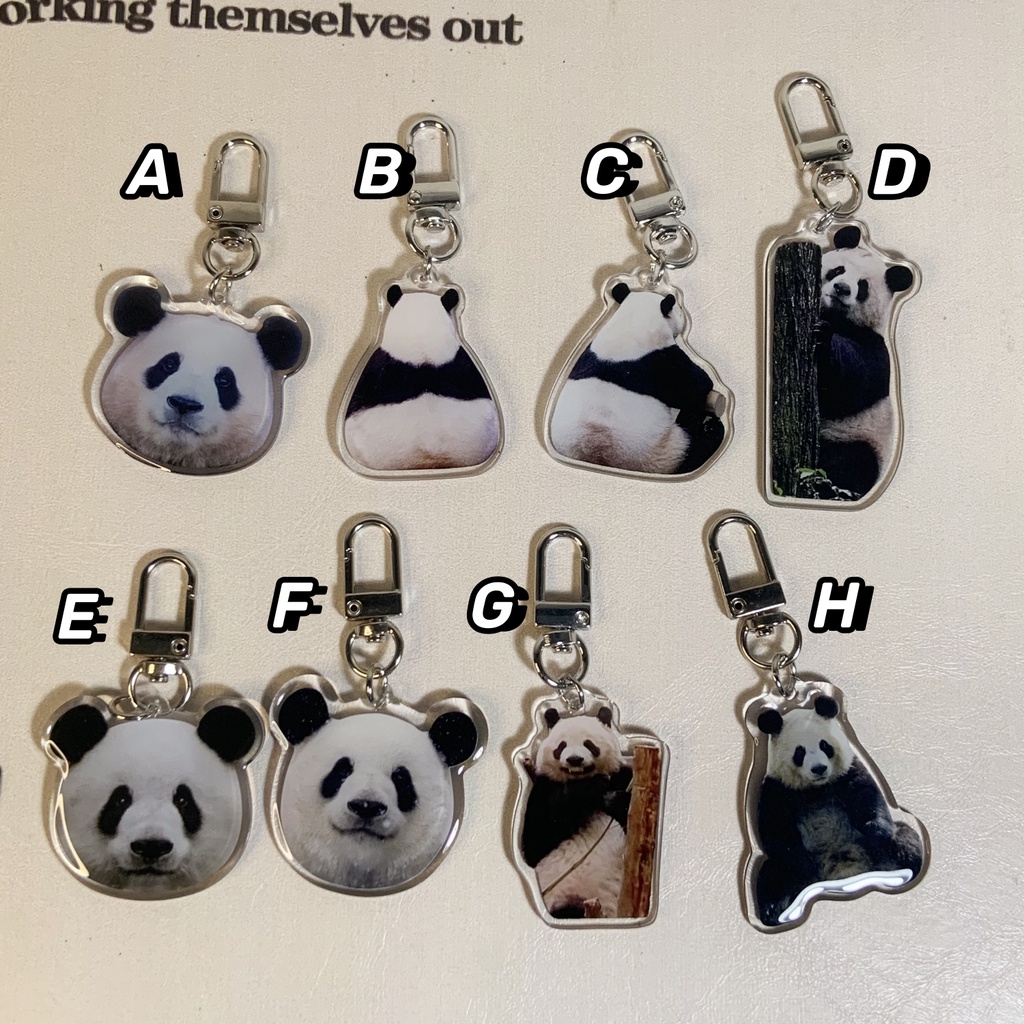 Cartoon Panda Acrylic Key Chain Pendant FuBao Key Ring Keychains for ...