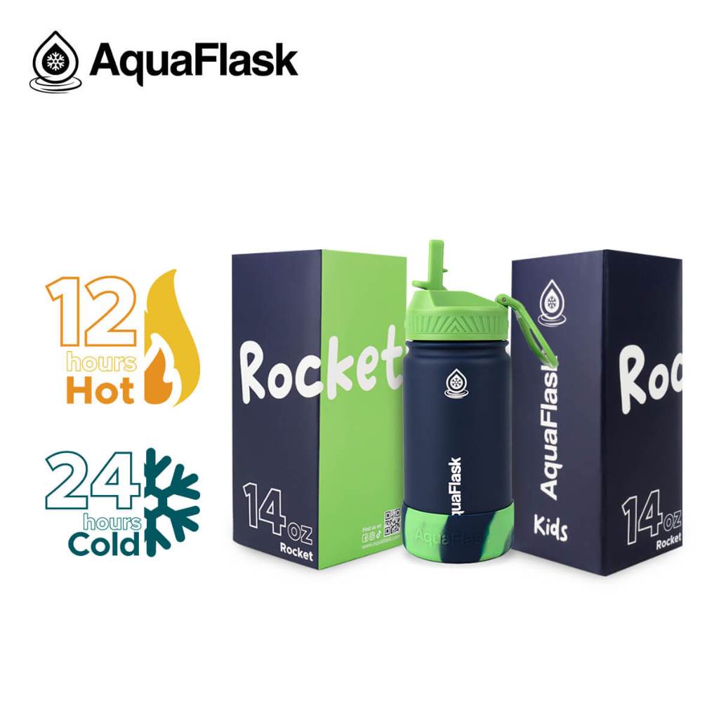 Aquaflask (14oz) Kids Collection Limited Edition with Silicon Boot Aqua ...
