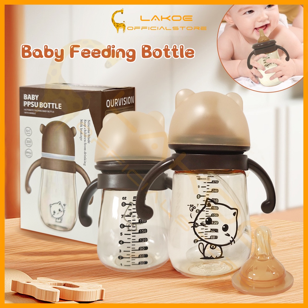 LAKOE 300ML Baby Feeding Bottle Anti-Coli Nano Silver Milk Bottle ...