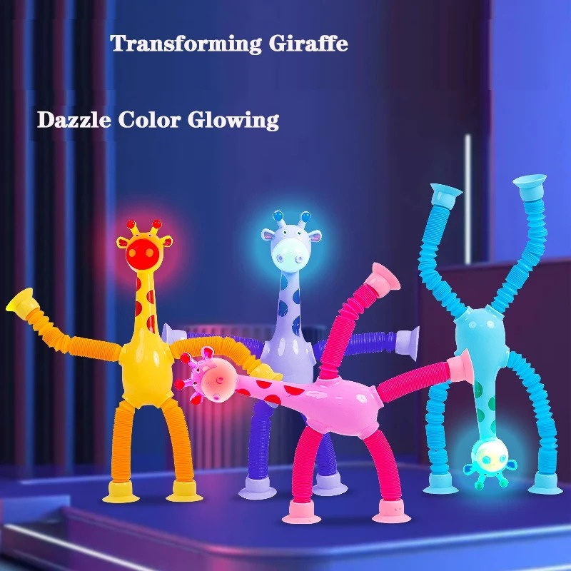 Creative Telescopic Suction Cup Giraffe Robot Pop Tubes Stress Relief ...