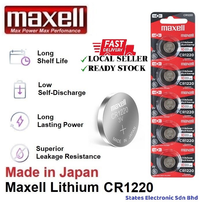 1/5PCS CR1220 GENUINE Maxell Japan Coin Cell Lithium Battery 3V | Shopee Malaysia