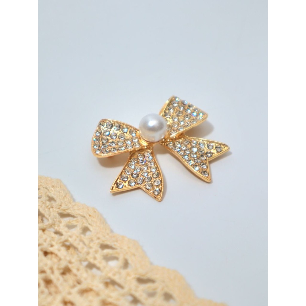 BROOCH - exquisite bowknot rhinestone pin, ikatan bentuk rama-rama ...