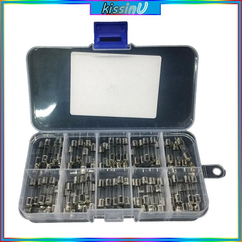 kiss Pack of 100 Fine Glass Tubes 5x20mm Glass Fuses set 0 5A-20A Slow ...