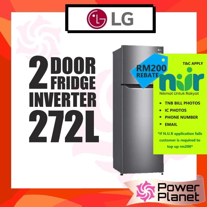 [SAVE4.0] LG Fridge GN-B272SQCB Platinum 2 Door 272L Smart Inverter GNB272SQCB Refrigerator ...