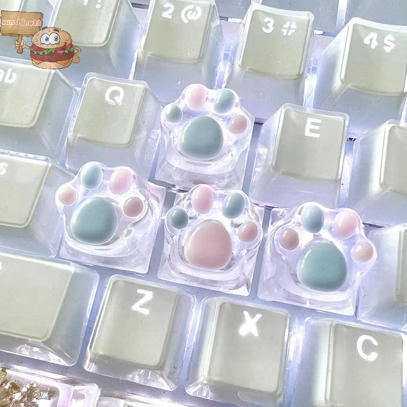 sun Mechanical Keyboard Resin Keycap Cat Paws Pad Clear Backlit RGB ...