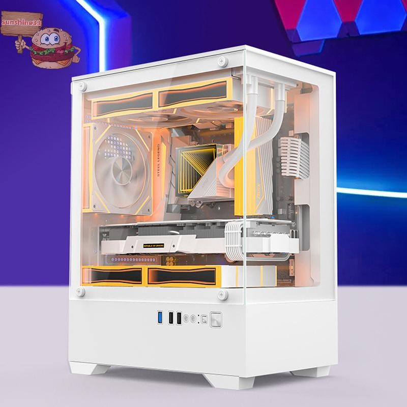 sun 270 Degree Transparent Glass Computer Case PC Tower For M-ATX ITX ...
