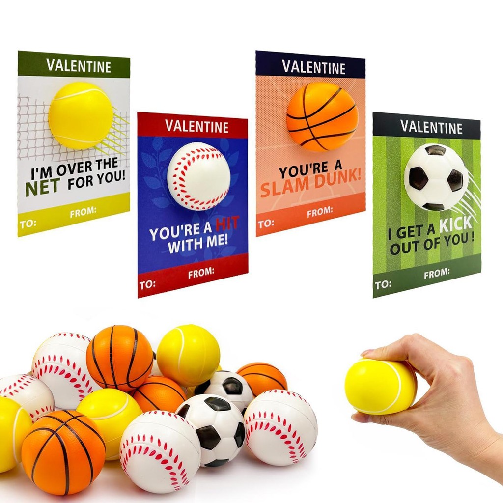Sports Valentines Day Cards 24 Pack Football Ball With Greeting Card ...