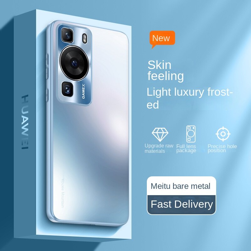 Luxury Metal Lens Ring Matte Skin Feeling Phone Case For Huawei P60 Pro P60Art Mate 50 40 30 Pro ...