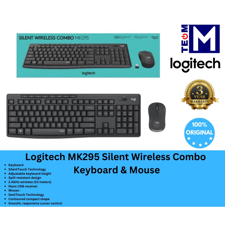 Logitech Mk295 Silent Wireless Combo Keyboard And Mouse Work In Silence With 90 Less Clicking