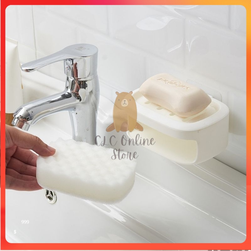 ⭐ Double Layer Drain Soap Rack With Sponge Dual Use Simple Bathroom ...