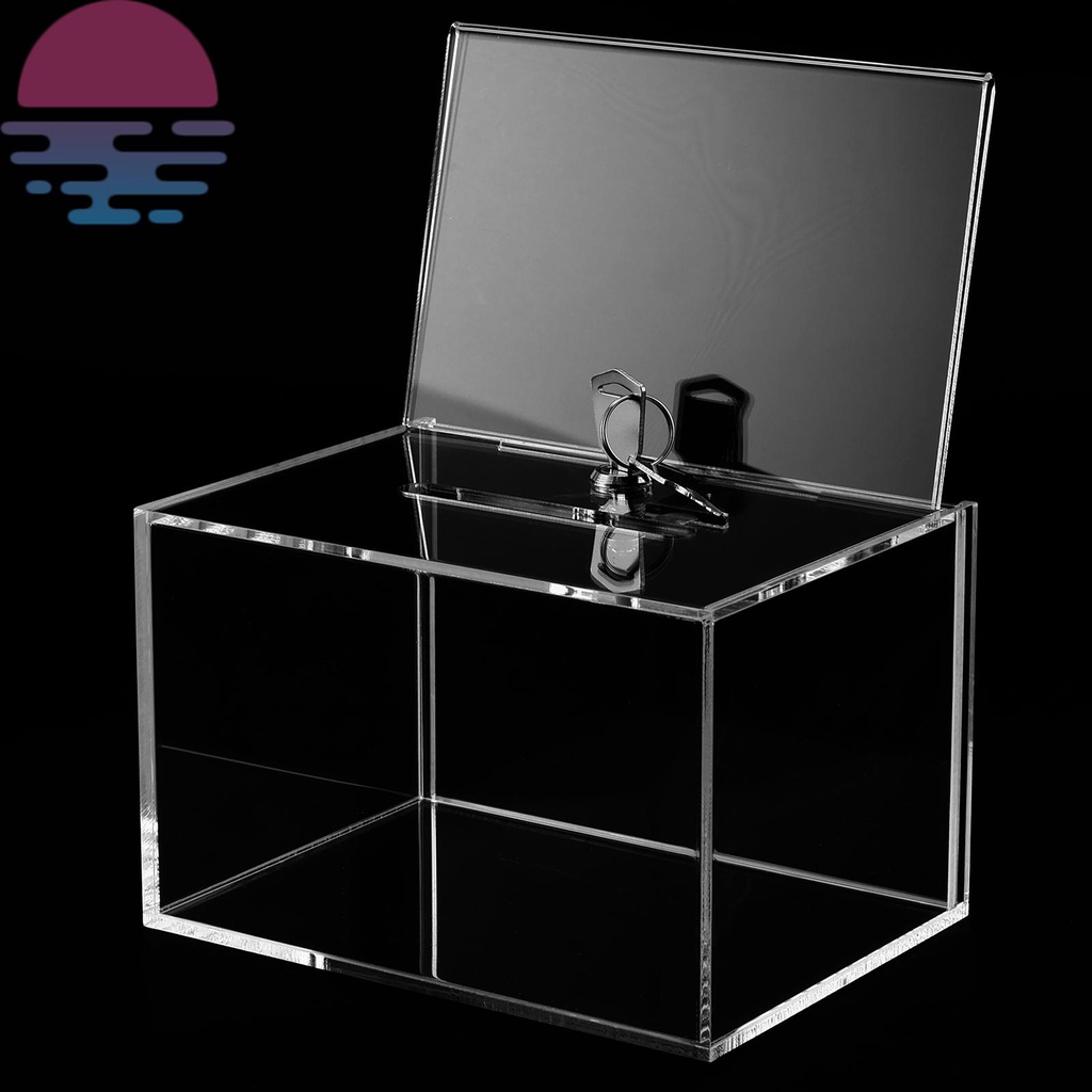 Acrylic Donation Box with Lock Clear Ballot Box with Sign Holder ...