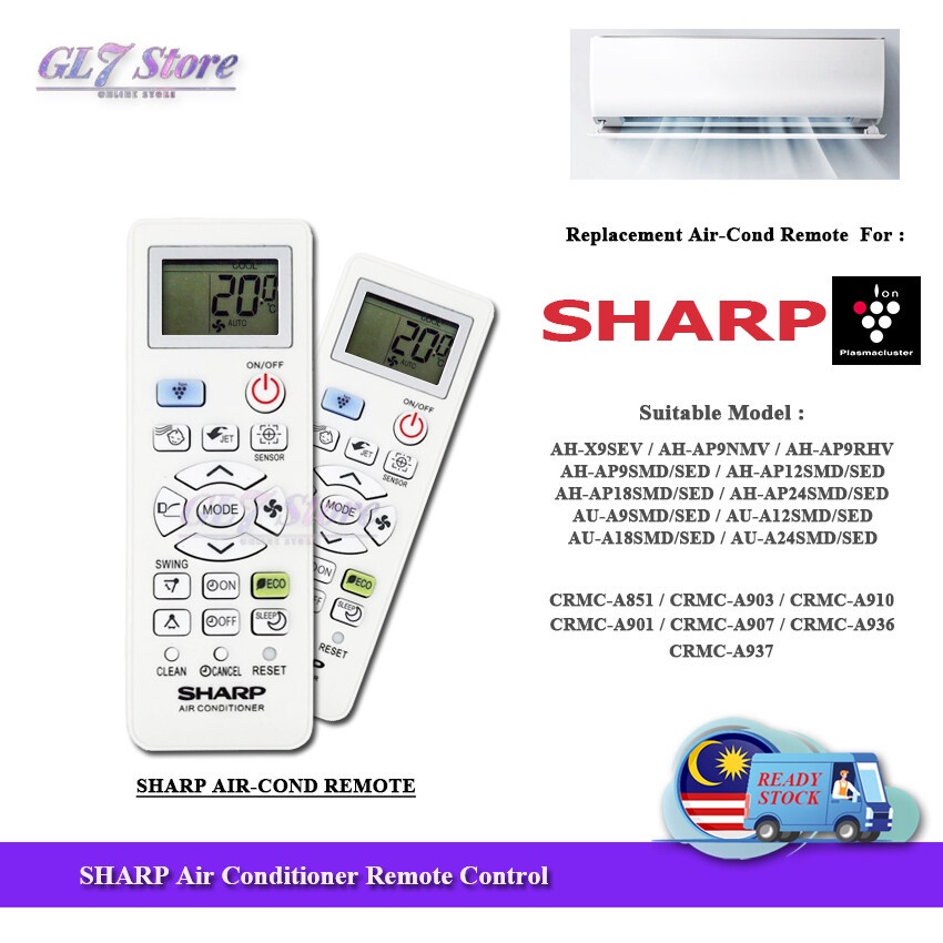 SHARP AIR COND REMOTE CONTROL A851 / A910 REMOTE AIR COND SHARP CRMC-A851 / A901 / A903 / A907 ...