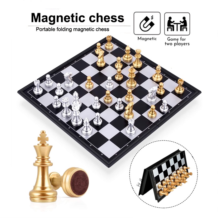 Folding Magnetic Travel Chess Set For Kids Or Adults Chess Board Game ...